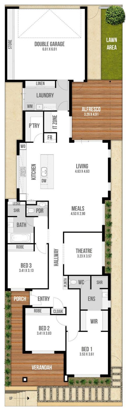 Floor Plan Friday: Narrow block with garage rear lane access