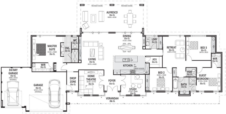 Floor Plan Friday: 3 garage, drop zone, open plan