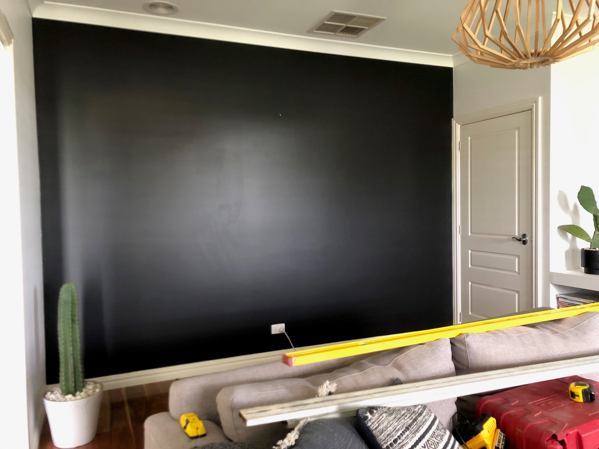 DIY batten feature wall in black