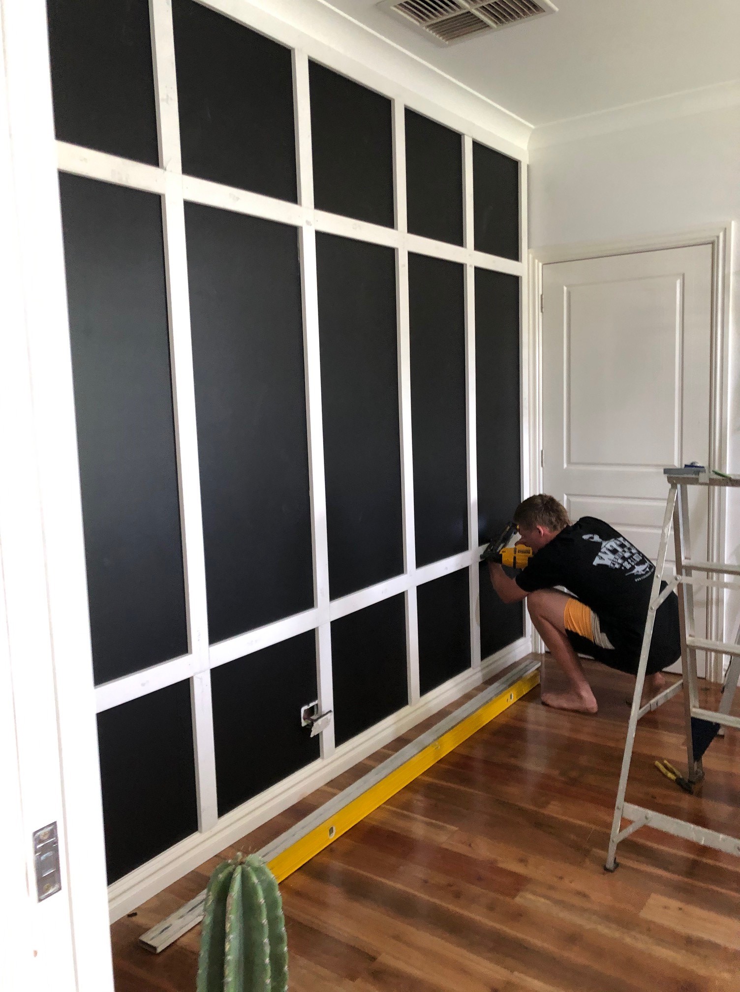 DIY batten feature wall in black
