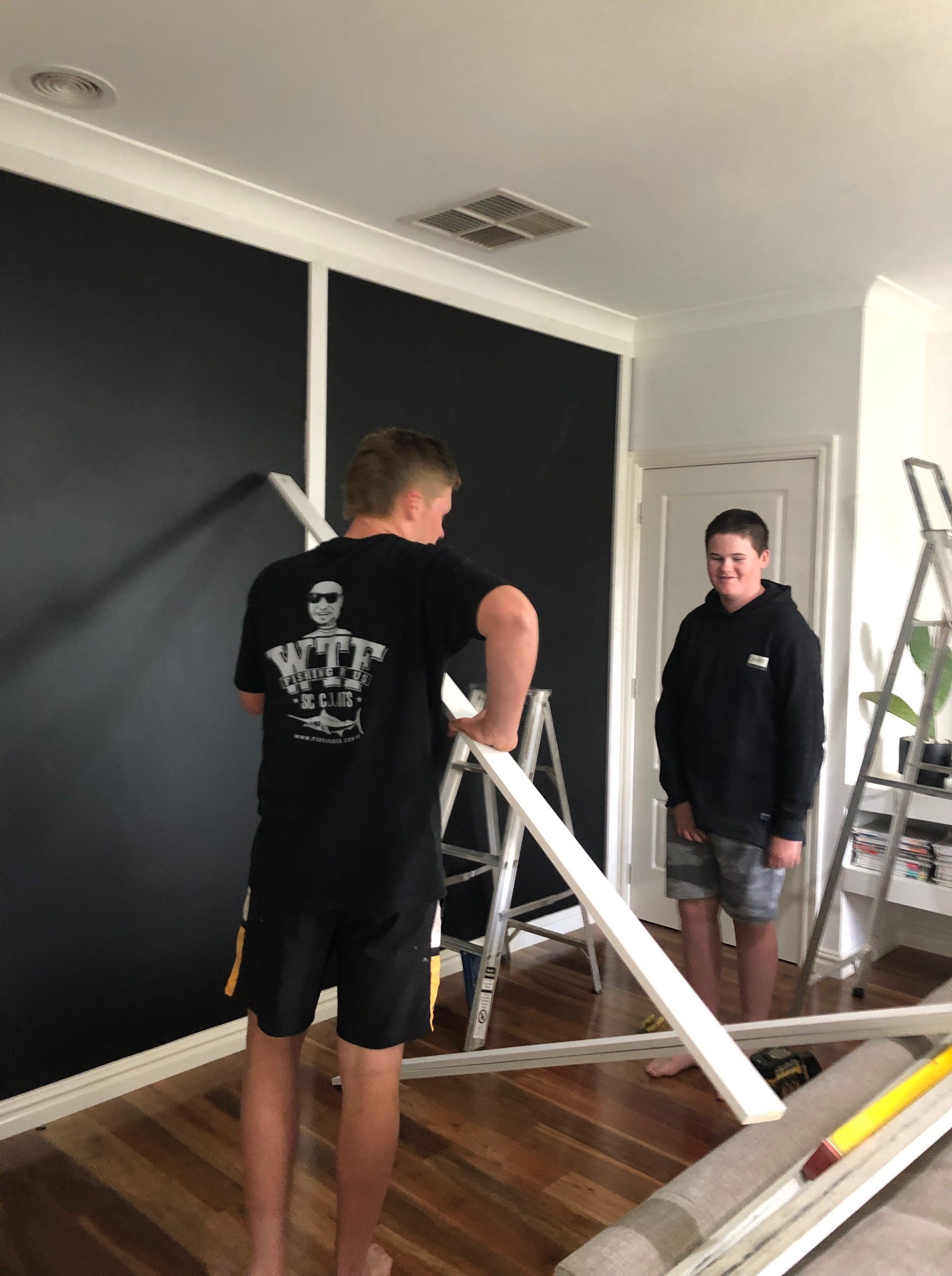 DIY batten feature wall in black